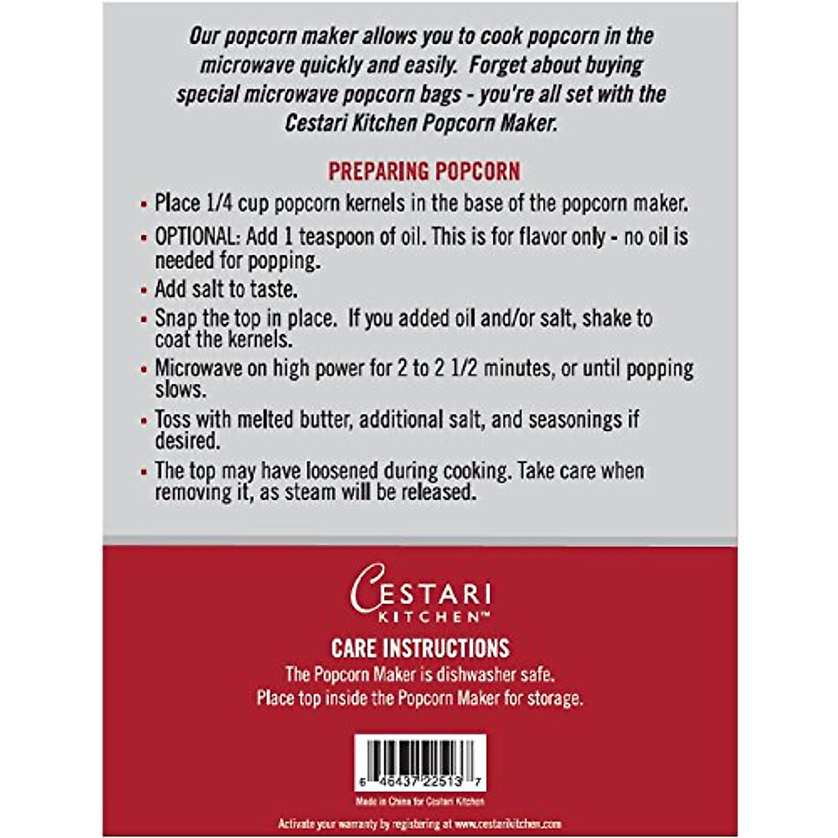 Microwave Air Popper | BPA Free Premium European Grade Clear Platinum Silicone Popcorn Maker | Replaces Microwave Popcorn Bags | Enjoy Air Popped Popcorn - No Oil Needed | by Cestari (2 Quarts)