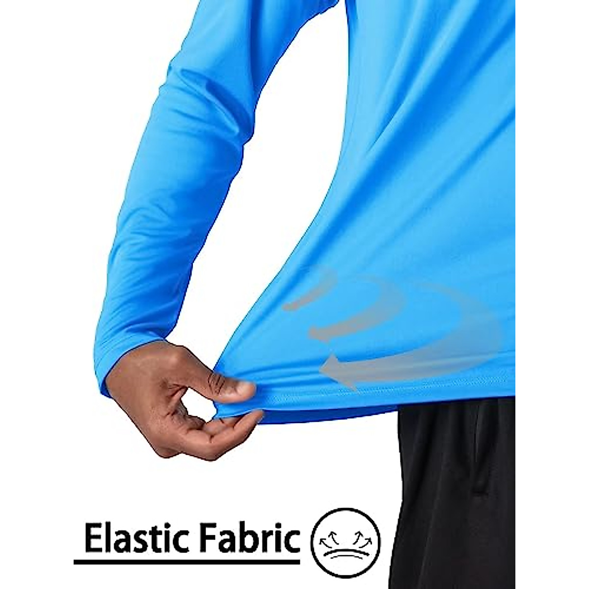 TACVASEN Sun Shirts for Men UPF 50+ Men's Long Sleeve Shirt Cooling Shirts Lightweight Quick Dry Shirts Hiking Shirts Mens UV Protection Shirts Azure