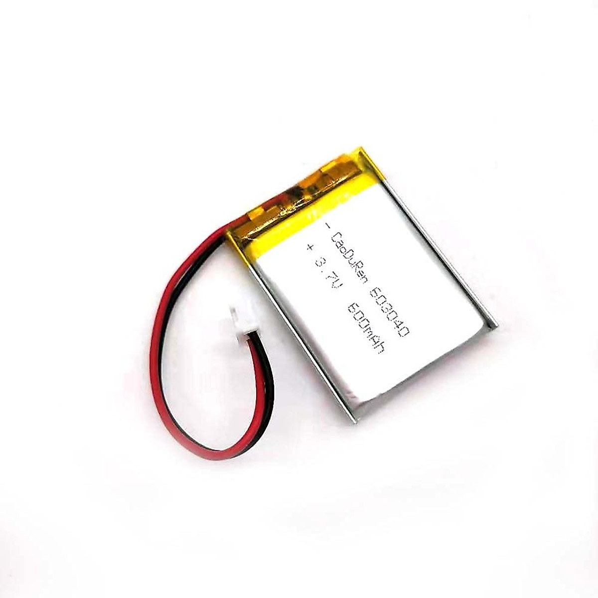 CaoDuRen Rechargeable 3.7V Li Lipo Lithium Polymer Ion Battery Pack with 2 Pin 2.0mm/1.25mm JST Connector (603040 600mAh 2.0Jst)