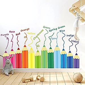 Color Wall Decals Kids Room,Nursery Wall Sticker Peel and Stick,Multicolor Crayons Stickers Classroom Decoration Stickers,Colorful Inspirational Wall Decal for Bedroom Baby room Daycare Playroom Decor