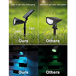 BOHON Solar Outdoor Lights Waterproof Solar Spot Lights Outdoor Spotlight 2-in-1 Wall Lights Auto On/Off Security Night Lights for Landscape Lighting Yard Patio Garden Deck Pathway 2 Pack (multicolor)