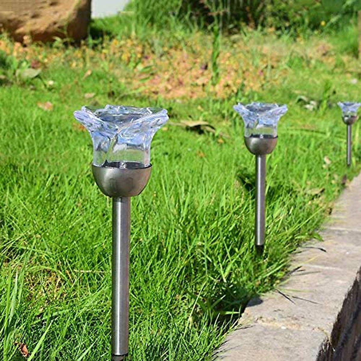 ZUQIEE Solar Lawn Home Garden Light Solar Waterproof Light LED Outdoor Decorative Light Floor Lamp Outdoor Rose Light Floor Lamp