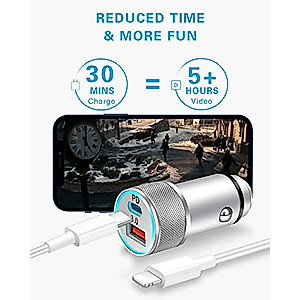 LUOSIKE 20W USB C Fast Car Charger for iPhone 14/13 /12 / Pro Max/Mini /11 /XS/XR/X /8, iPad, AirPods (Dual Port Power Delivery PD Car Adapter with MFi Certified USB C to Lightning Cable 3FT)