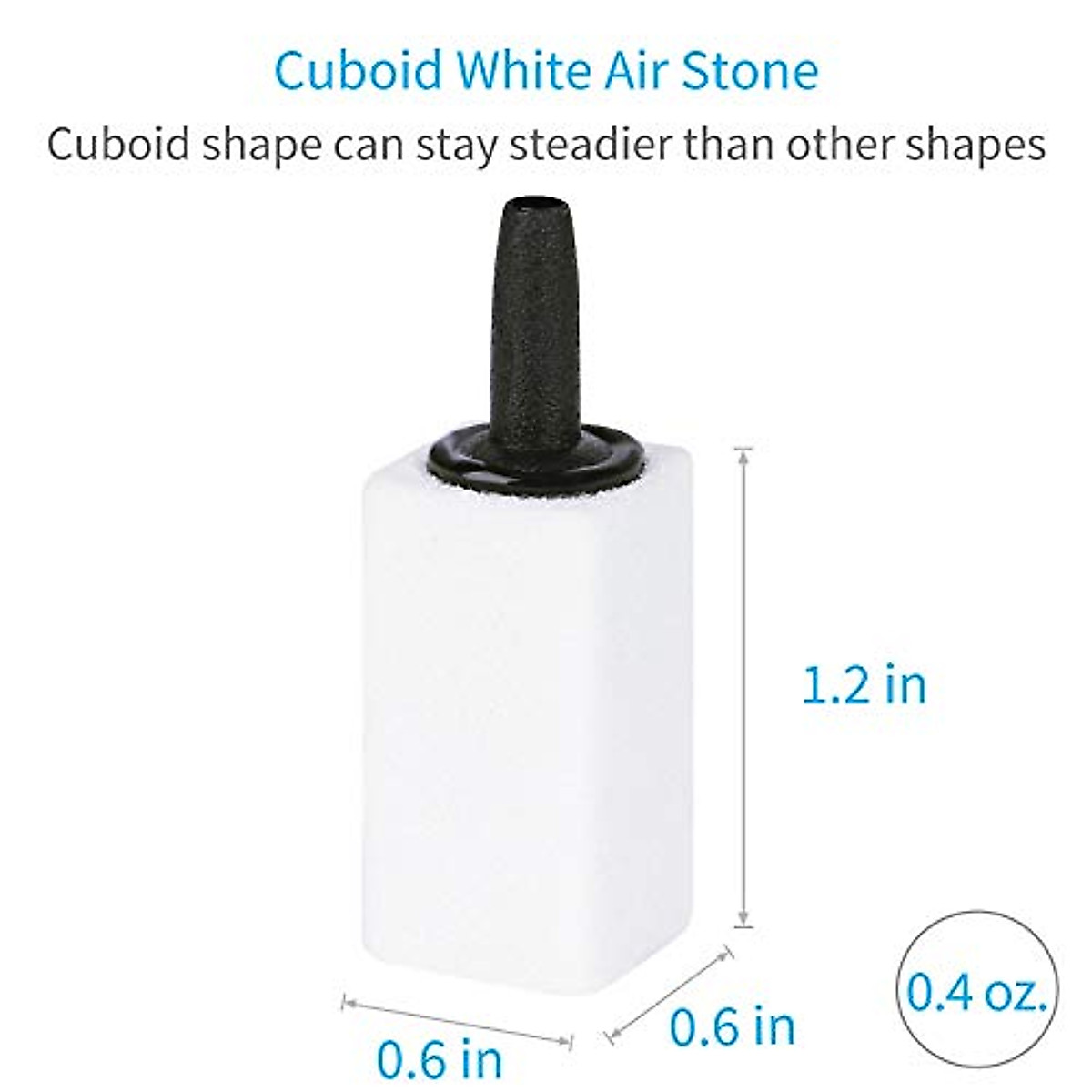 Pawfly 1.2 Inch Air Stone White Cuboid Bubble Stone Diffuser Bubbler Airstones for Aquarium Fish Tank and Pump, 10 Pack