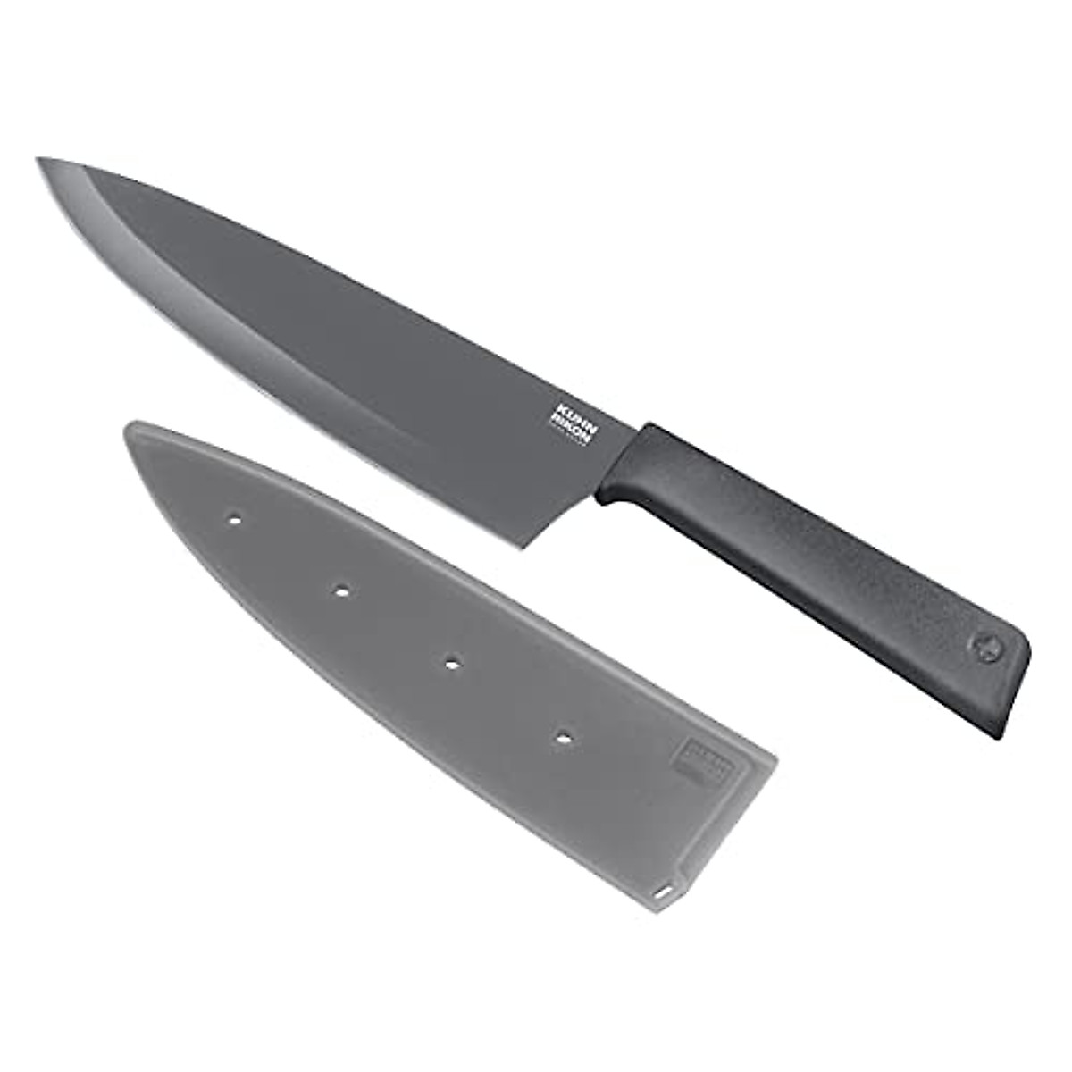 KUHN RIKON Colori+ Non-Stick Chef's Knife with Safety Sheath, 30 cm, Grey