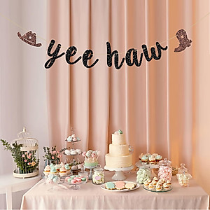 INNORU Yee Haw Banner, Wild West Cowboy Cowgirl Party Decorations, Fiesta Birthday, Western Bridal Shower Bachelorette Party Decorations, Black Glitter