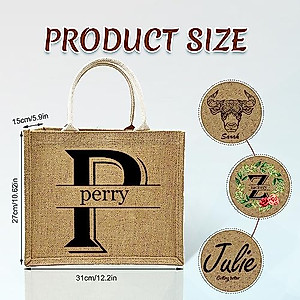 JIAWEI Custom Burlap Bag Jute Burlap Tote Bags, Present Bag with Handles,Reusable Beach Bag Custom Twelve Constellations