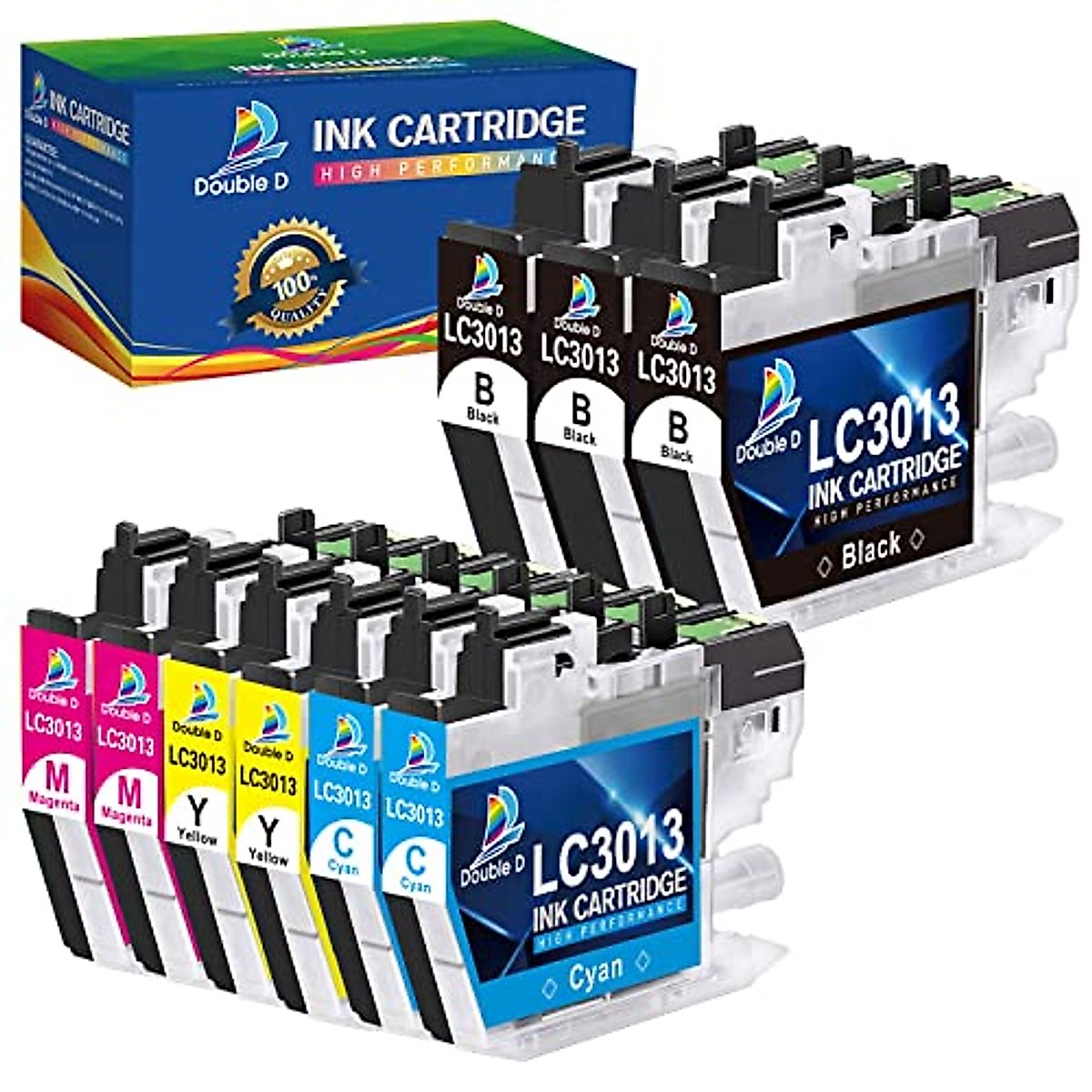 DOUBLE D LC3013 Ink Cartridges Compatible Replacement for Brother LC3013 LC3011 High Yield for Brother MFC-J491DW MFC-J497DW MFC-J895DW MFC-J690DW Printer (3 Black,2 Cyan,2 Magenta,2 Yellow) 9 Pack