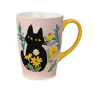 NymphFable Cat Mug Large Ceramic Coffee Mug with Handle 100% Hand Painted Christmas Gift 600ml/20oz