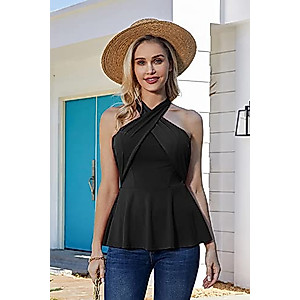 Halter Tops for Women Sleeveless Concert Tops for Women Slim Loose Fit Black