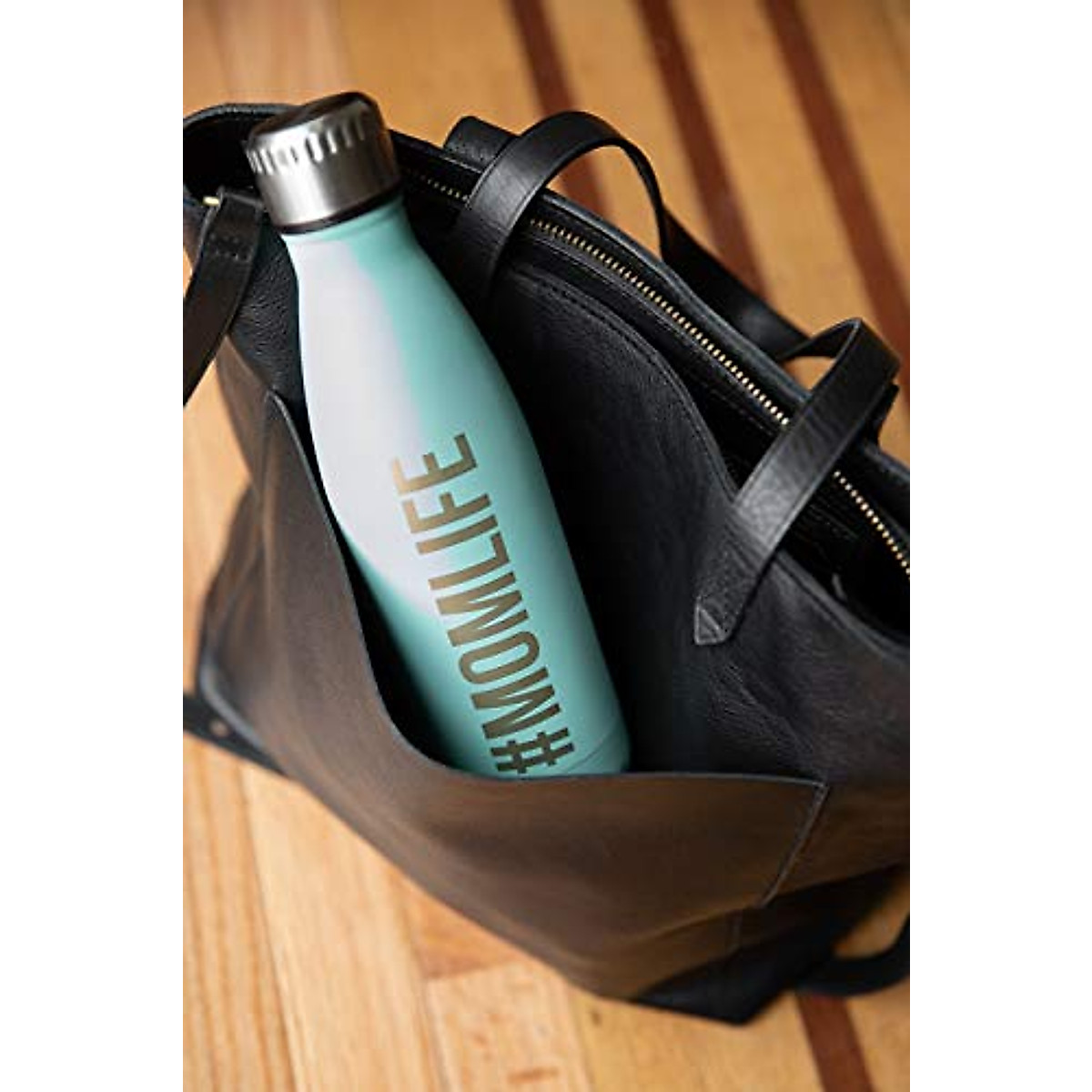 Pearhead #Momlife Stainless Steel Water Bottle, BPA Free Water Bottle Keepsake for New Mom’s and Expecting Moms, Travel Bottle, Teal, 17oz