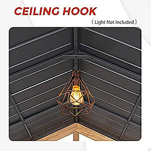 EAGLE PEAK 13x11 Cedar Framed Patio Gazebo, Natrual Wood Outdoor Pavilion Cabana with Black Steel Gable Hardtop Roof, 12x10 Frame, Black