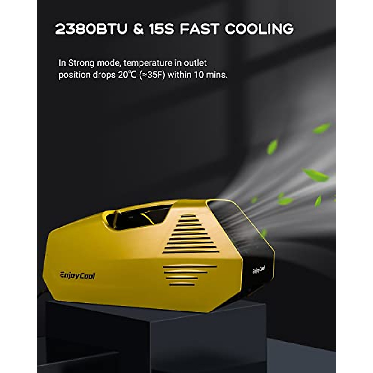 EUASOO Portable Air Conditioners, 2380BTU Fast Cooling Outdoor Air Conditioner, 240W Low Power Consumption Portable Mini Air Conditioner for Camping Tent, RV, Car, Truck, Van and Fishing-Yellow