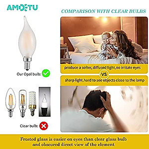 AMDTU E12 60 Watt Equivalent Frosted LED Candelabra Bulb Candle CA10 Chandelier Light Dimmable Small Base, Ideal for Dining Rooms, Living Rooms, and Porch, Long-Lasting Light for Cozy Indoor Settings