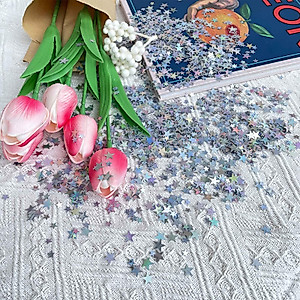 WEIKA 60g Star Confetti Glitter Star Table Confetti, Metallic Foil Star Glitter, Table Decorations for Party Wedding birthday graduation Decorations(Glitter Multicolor Set, 10mm and 6mm)