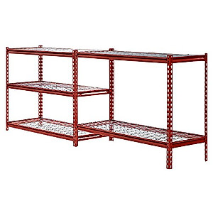 Muscle Rack UR602472WD5-R 5-Shelf Steel Shelving Unit, 60" Width x 72" Height x 24" Length, Red