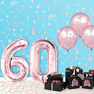 3000 PCS Rose Gold Silver 60th Happy Birthday Confetti Decorations with Diamonds Rose Gold 60th Birthday Party Table Decor Metallic Foil Confetti Scatter for Men Women Birthday Anniversary Party DIY