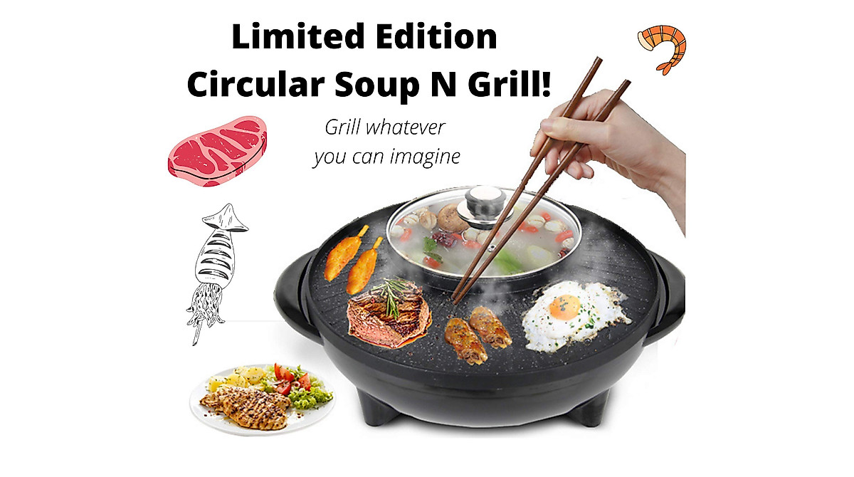 Soup N Grill Circular Hotpot Combo - Indoor BBQ Delight