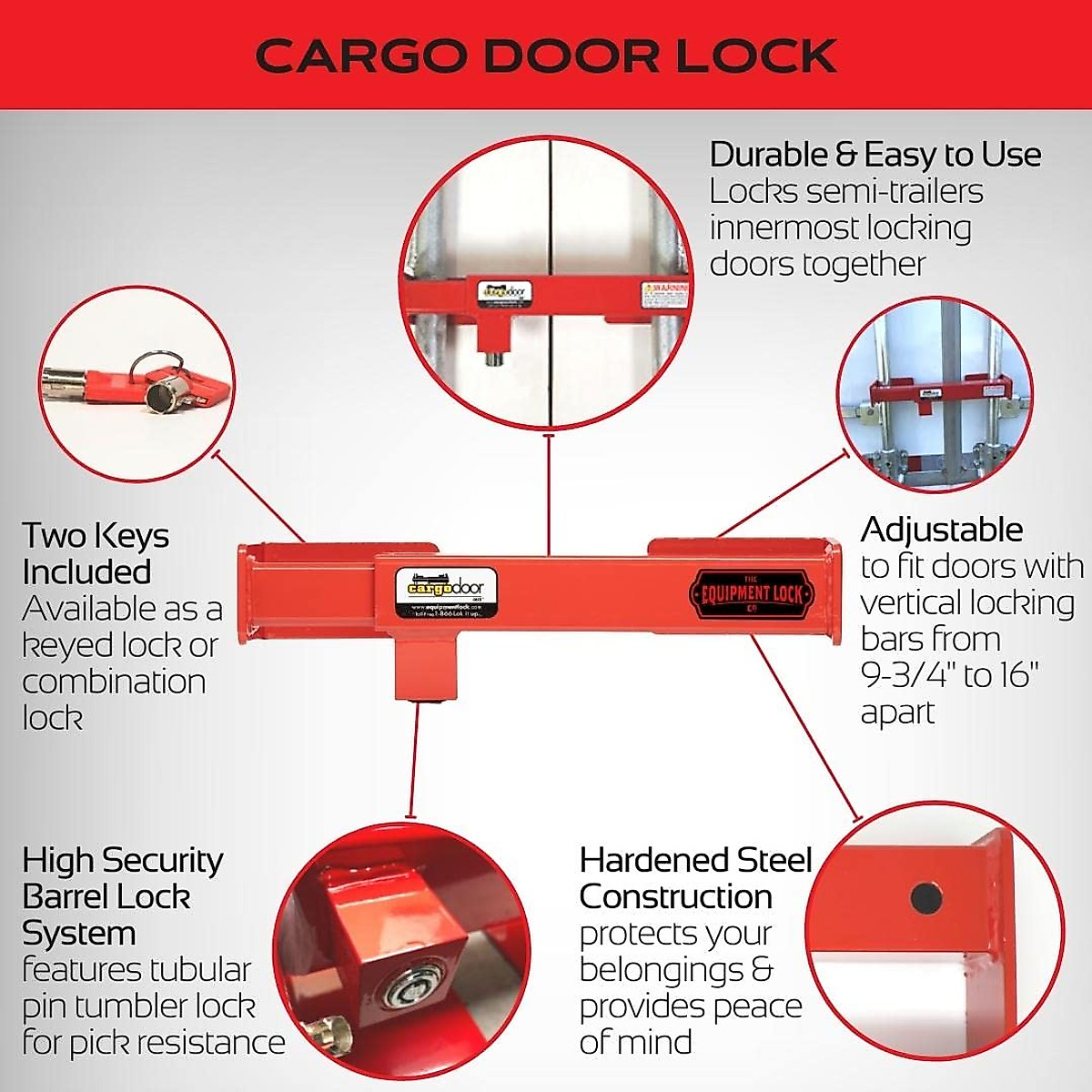 Equipment Lock Cargo Door Lock - Powder Coated Steel, Maximum Security Semi Trailer Door Lock - Semi Truck Accessories and Trailer Security (Keyed Differently)