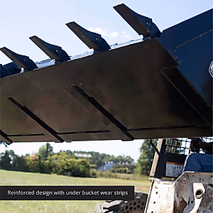 Titan Attachments 72" HD Skid Steer Dirt Bucket with Bolt-On Teeth, Rated 2,645 LB, Universal Quick Tach