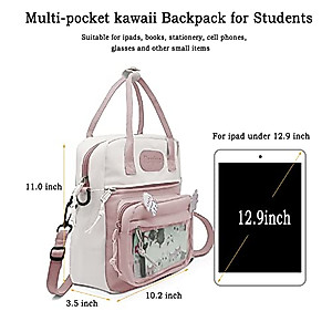 Fozehlad Kawaii Backpack for Teen Girls Kawaii School Backpack Cute Aesthetic Student Bookbags with Cute Pin Accessories