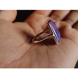 Handmade Jewelry, Purple Copper Turquoise Ring, 925 Solid Sterling Silver Ring, Boho Ring, Turquoise Gemstone Ring, Silver Jewelry, Gift for Her (10)