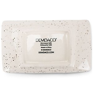 DEMDACO Salty Savory Sweet Glossy Speckle White 6 x 3.5 Stoneware Ceramic Everyday Kitchen Rectangle Spoon Rest