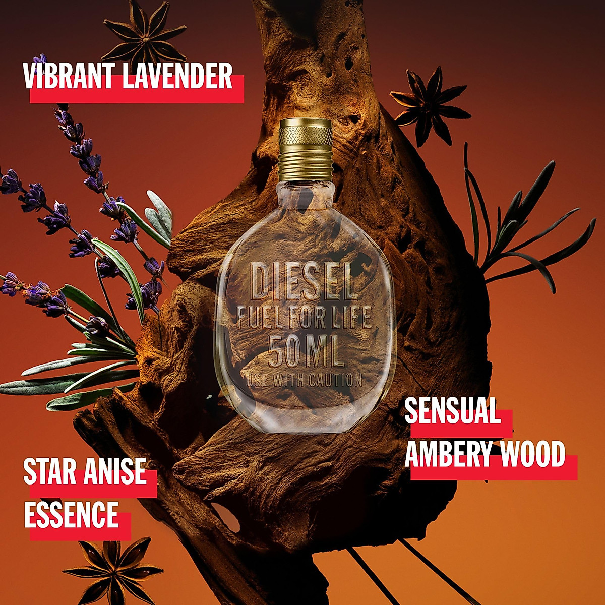 Diesel Fuel For Life, Eau de Toilette for Men, Woody and Ambery Scent With Notes of Anise & Lavender, 1.7 Fl. Oz.