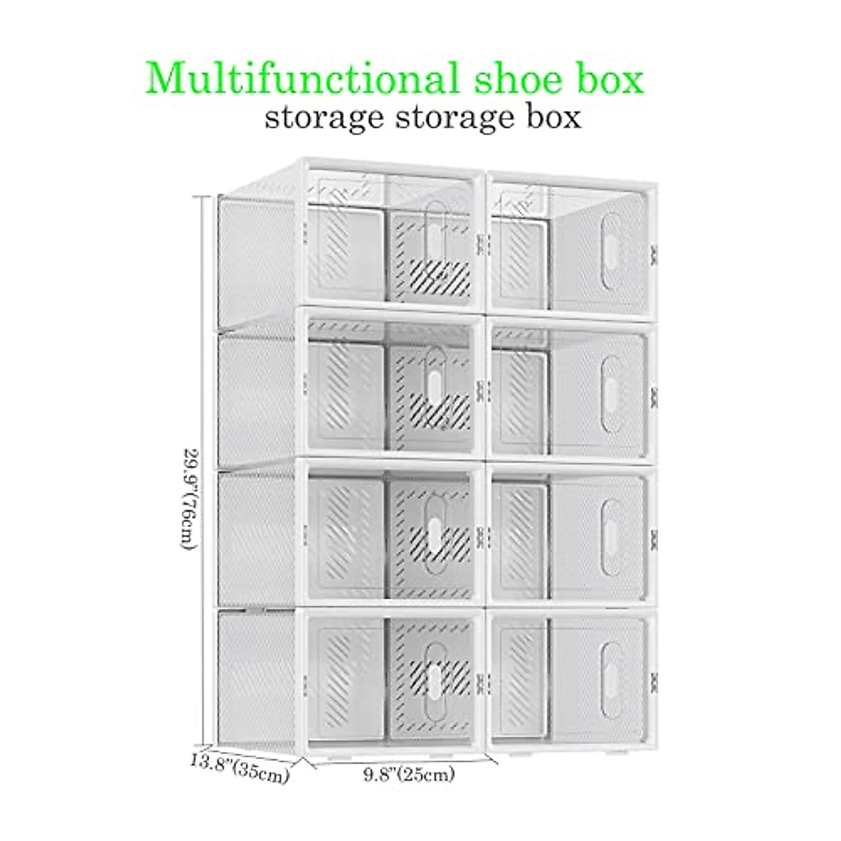 FUNLAX Shoe Boxes Clear Plastic Stackable, 8 Pack Clear Shoe Boxes Stackable Transparent, Shoe Storage Boxes, Plastic Shoe Boxes with Lids, Shoe Box Storage Containers