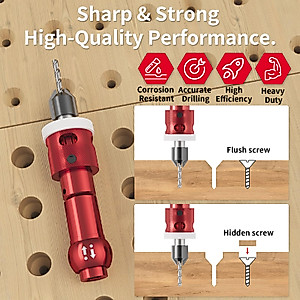 ENERTWIST Countersink Drill Bit Set with Adjustable Depth Stop, 5Pcs 82 Degree Carbide Tipped Countersink Bit with1/4 Quick Release Hex Shank for Woodworking, Carpentry, Pilot Screw Hole Set