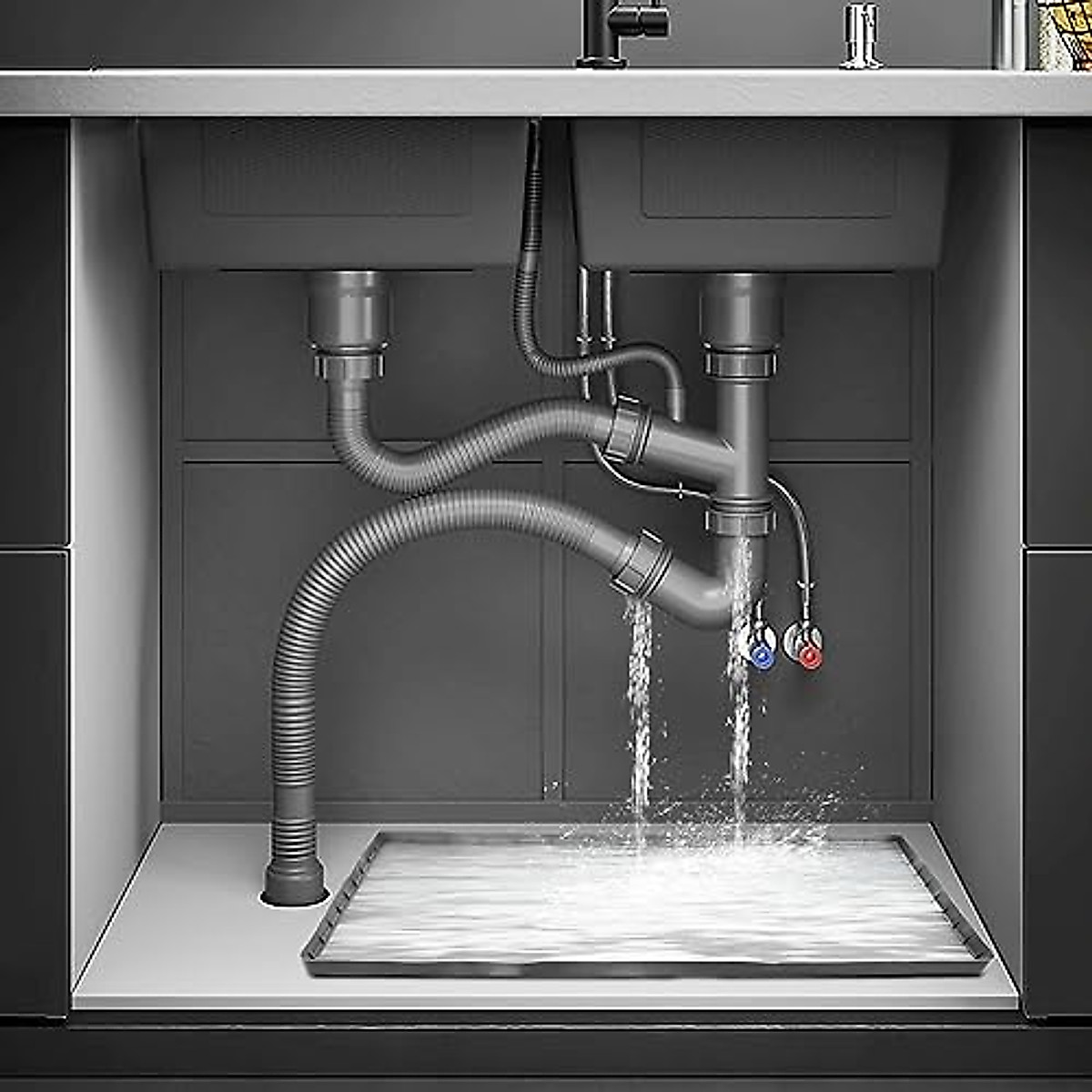 Under Sink Mat,34"X22" Under Sink Mat For Kitchen,Silicone Under Sink Liner,Wa-terproof Kitchen Cabinet Tray,Kitchen Bathroom Cabinet Mat And Protector For Drips Leaks Spills(size:33.86 x 22.05inch)