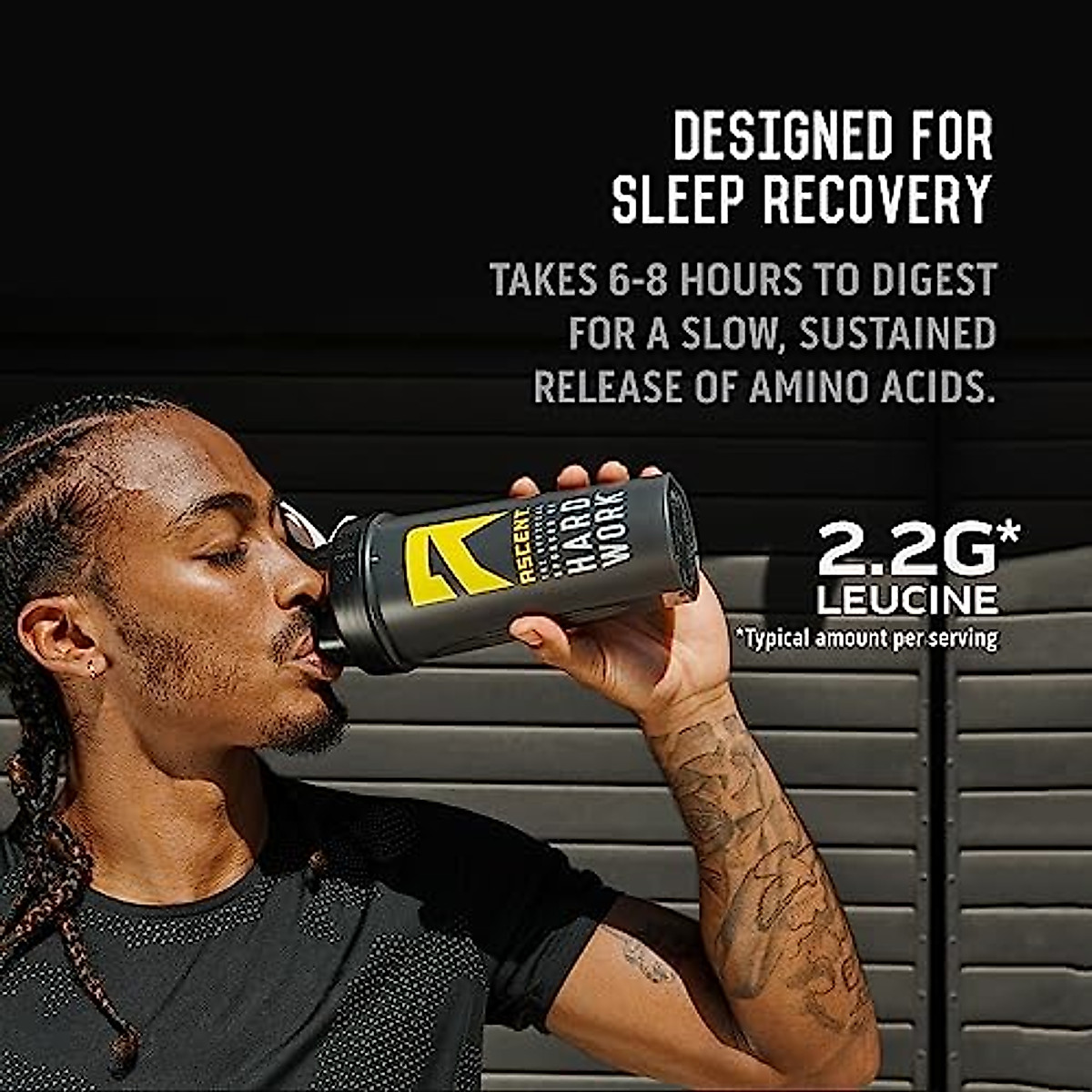 Ascent Casein Protein Powder - 25g Micellar Casein Powder with Zero Artificial Flavors & Sweeteners, Gluten-Free, No Added Sugar, 4.9g BCAA, 2.2g Leucine - Vanilla Bean, 2 Pounds