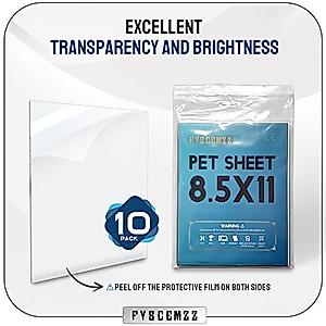 10PCS 8.5" X 11" X 0.04" PET Clear Plexiglass Plastic Sheets for DIY Display Projects and Crafts