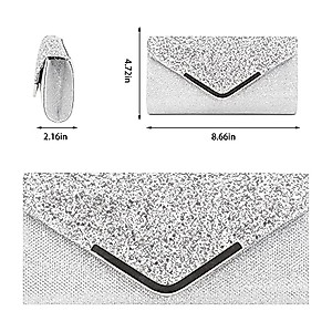 Gabrine Womens Shiny Sequins Evening Bag Envelop Bag Handbag Clutch Purse for Wedding Party Prom(Grid Silver)