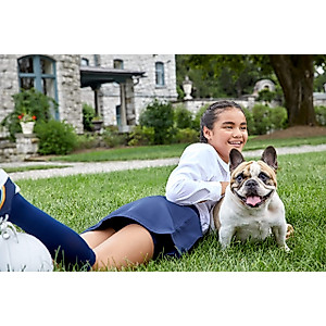 French Toast girls Adjustable Waist Two-tab Pleated-front Scooter Skirt, Navy, 12 US