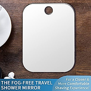 Shatterproof Shower Mirror Fogless for Shaving(2 Pack,Larger 10.7x8 inch)43% Than Original,Unbreakable Deluxe Plexiglass Makeup Mirror,Largest Bathroom Wall Hanging,Portable Handheld Camping,Silver