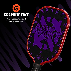Onix Graphite Evoke XL Pickleball Paddle Features Polypropylene Core, Graphite Face, and Oversized Shape, Purple