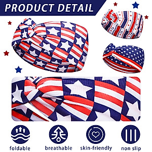 Unittype 20 Pcs Headband for Women Twisted Hair Band Bandanas Stretchy Athletic Headband Knot Unisex Wide Head Wraps for Women Yoga Running Exercise(US Flag)