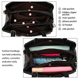 Pahajim Womens Handbag Tote Leather Purses Shoulder bags Satchel Bags Tote Bags Tote Purses for Women(Dark pink)