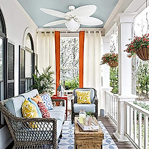 Honeywell Ceiling Fans Inland Breeze, 52 Inch Tropical Indoor Outdoor Ceiling Fan with Light, Pull Chain, Three Mount Options, Weather Resistant Blades - 50511-01 (White)