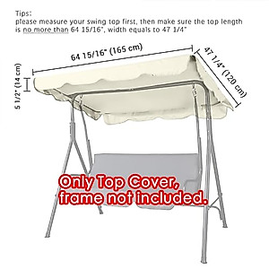 Yescom 64"x47" Deluxe Outdoor Swing Canopy Replacement UV30+ 180gsm Porch Top Cover for Patio Yard Seat
