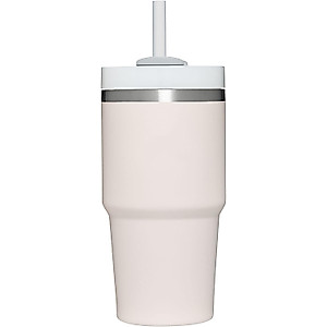 YOUEXPERT 20 oz Tumbler with Straw, Insulated Tumblers with Lid and Straw, 20 oz Cup Stainless Steel Mini Outdoor Sports Travel Tumblers - rose quartz