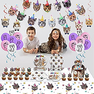 137PCS Cat Birthday Party Supplies Serves 20 Guests Kitten Birthday Party Decorations Cat Party Plates Banner Napkins Balloons Tablecloth Cake Toppers for Cat Themed Birthday Party Supplies