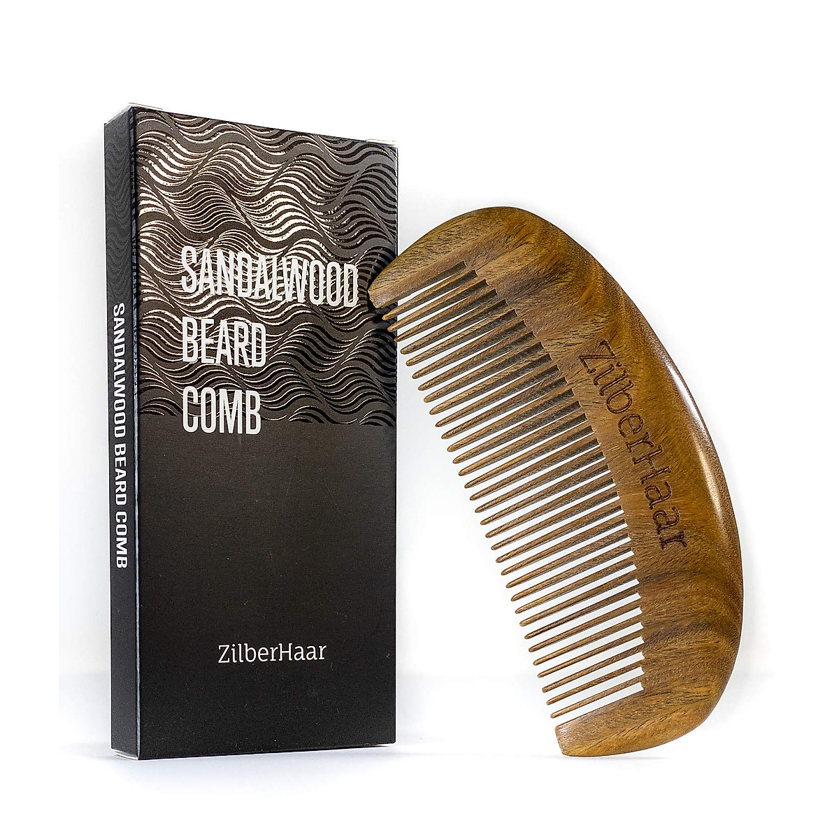 ZilberHaar Beard Straightening Brush Bundle - Regular Brush + Round Styling Brush + Sandalwood Beard Comb
