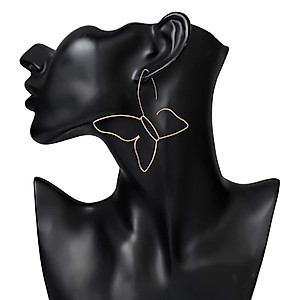 fxmimior Fashion Women Bohemian Gold Big Butterfly Earrings Tassels Long Chain Drop Dangle Earrings Jewelry for Women