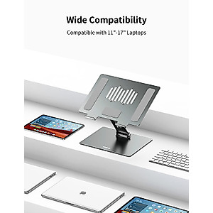 MOMAX Adjustable Laptop Stand, Portable Laptop Stand Adjustable Height Ergonomic Computer Stand Holder Lift for Desk Compatible with MacBook Air Pro, Dell XPS, HP All Laptops (11-17'') Dark Grey