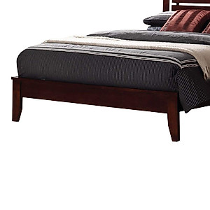 Benjara Transitional California King Size Wooden Bed with Slatted Headboard, Brown