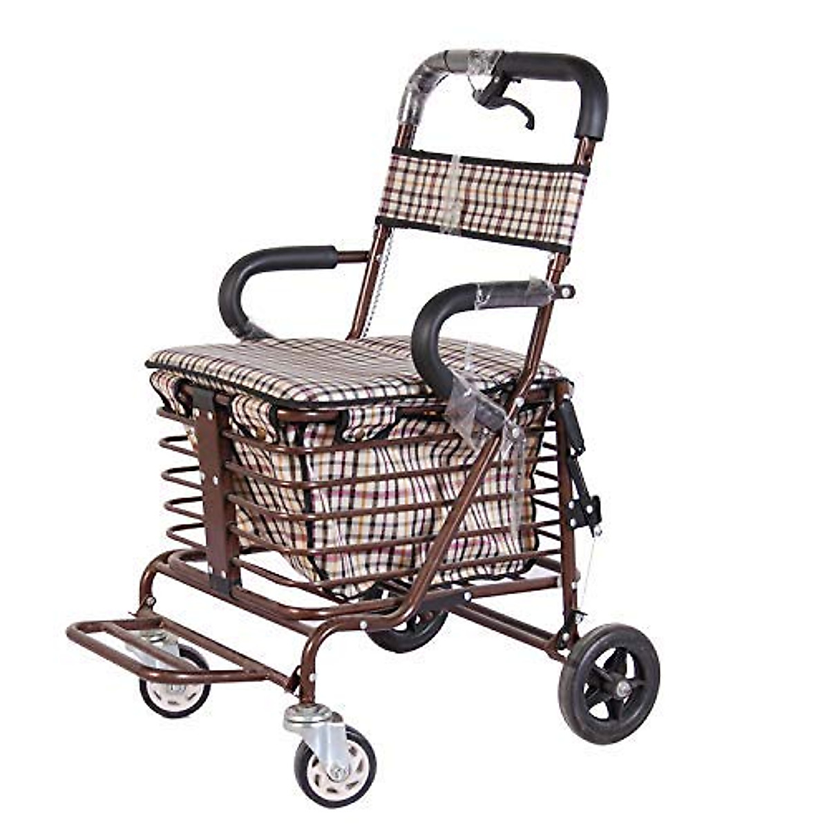Shopping Trolley on Wheels Portable Folding Elderly s, Foldable Shopping Cart, Large Capacity, in Grey, for Young and Old