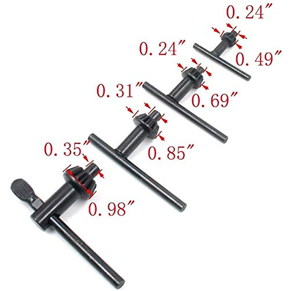 Chrome Vanadium Steel Drill Chuck Wrench 4 Pieces Drill Press Replacement Drill Chuck Keys Kit