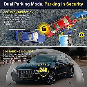 4K/2.5K WiFi Dash Cam Front and Rear with 64GB Sd Card,KQQ 3.5" Small Dash Camera for Cars Dual DashCamera para Carro Driving Recorder,60HZ,App Control,WDR NightVision,WideAngle,Park Monitor,G-Sensor